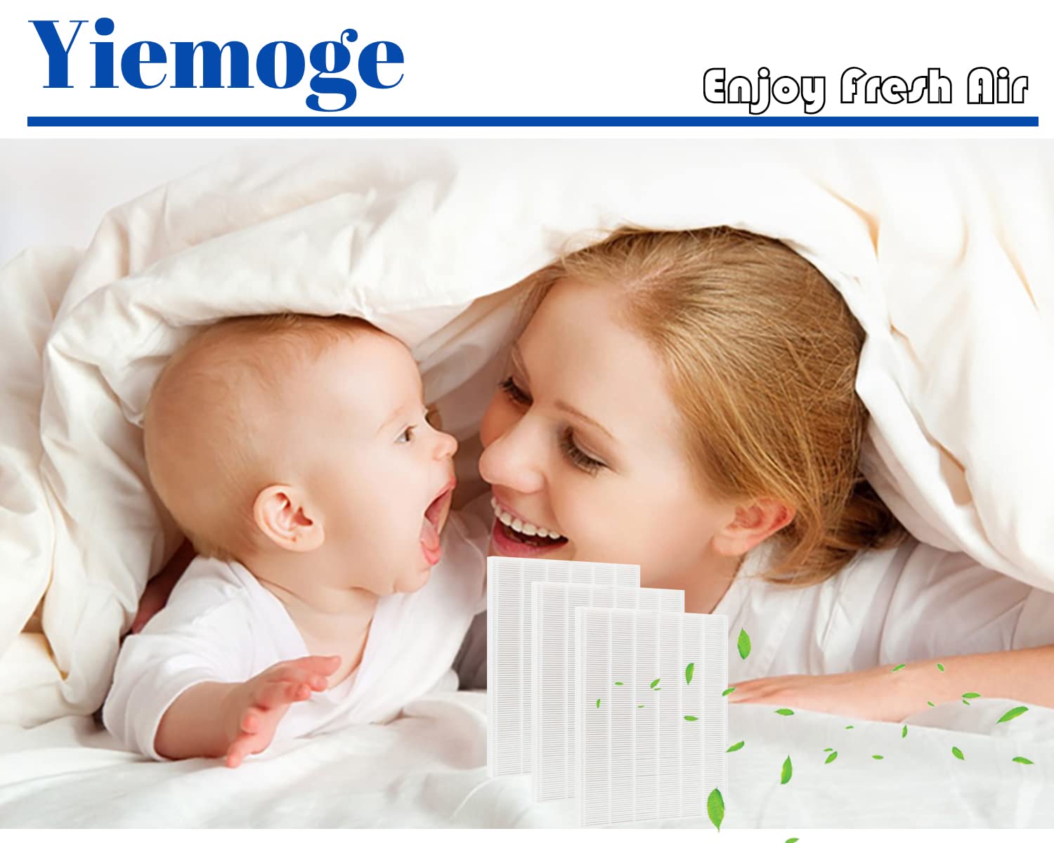 Yiemoge True HEPA Replacement Filter H 116130 Compatible with Winix Air Purifier 5500-2 and Models AM80 (3 HEPA Filters)