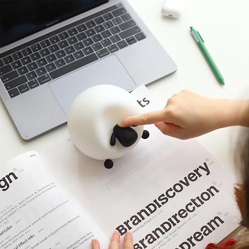 WakeCreator Cute Little Sheep Night Light for Kids with 3 Levels of Brightness Adjustment,USB-C Rechargeable LED Night Light & Tap Control,Cute Lamp,Night Lamp,Aesthetic Lamp
