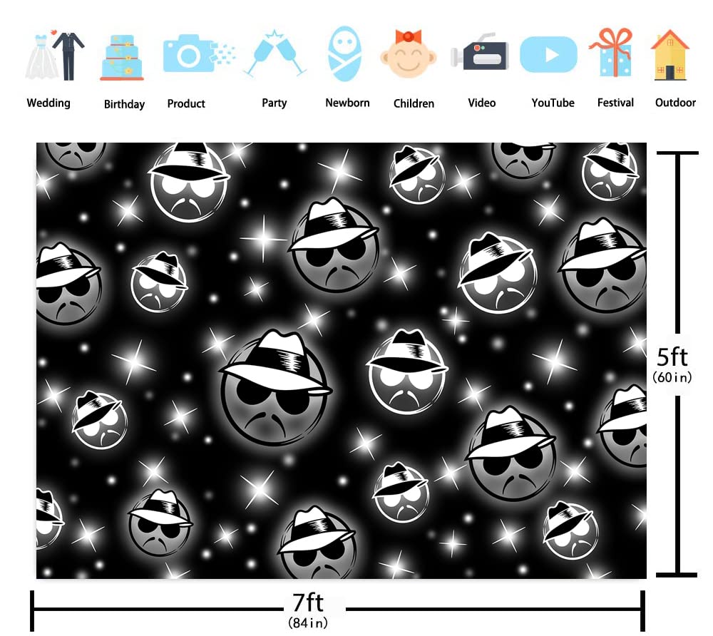 Cholo Theme Backdrop Early 2000s Background 7x5FT Black Glitter Old School Photography Banner Kids Birthday Cholo Party Decoration Props (84x60 inch)