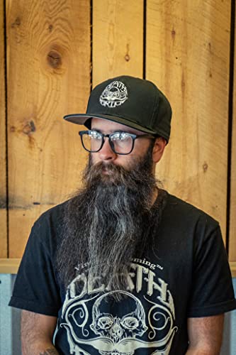 Death Grip Skull Hat | Baseball Cap with Skull Logo Design | Skullcap Back Snap for Men Women & Young Adults Mustache Wax Snapback