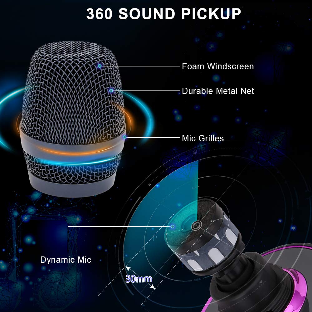 BONAOK Upgraded Bluetooth Wireless Karaoke Microphone with LED Screen, Portable Mic Sing Machine with Colorful Lights and Magic Sound, for Car Karaoke/All Smartphones D09(Purple)
