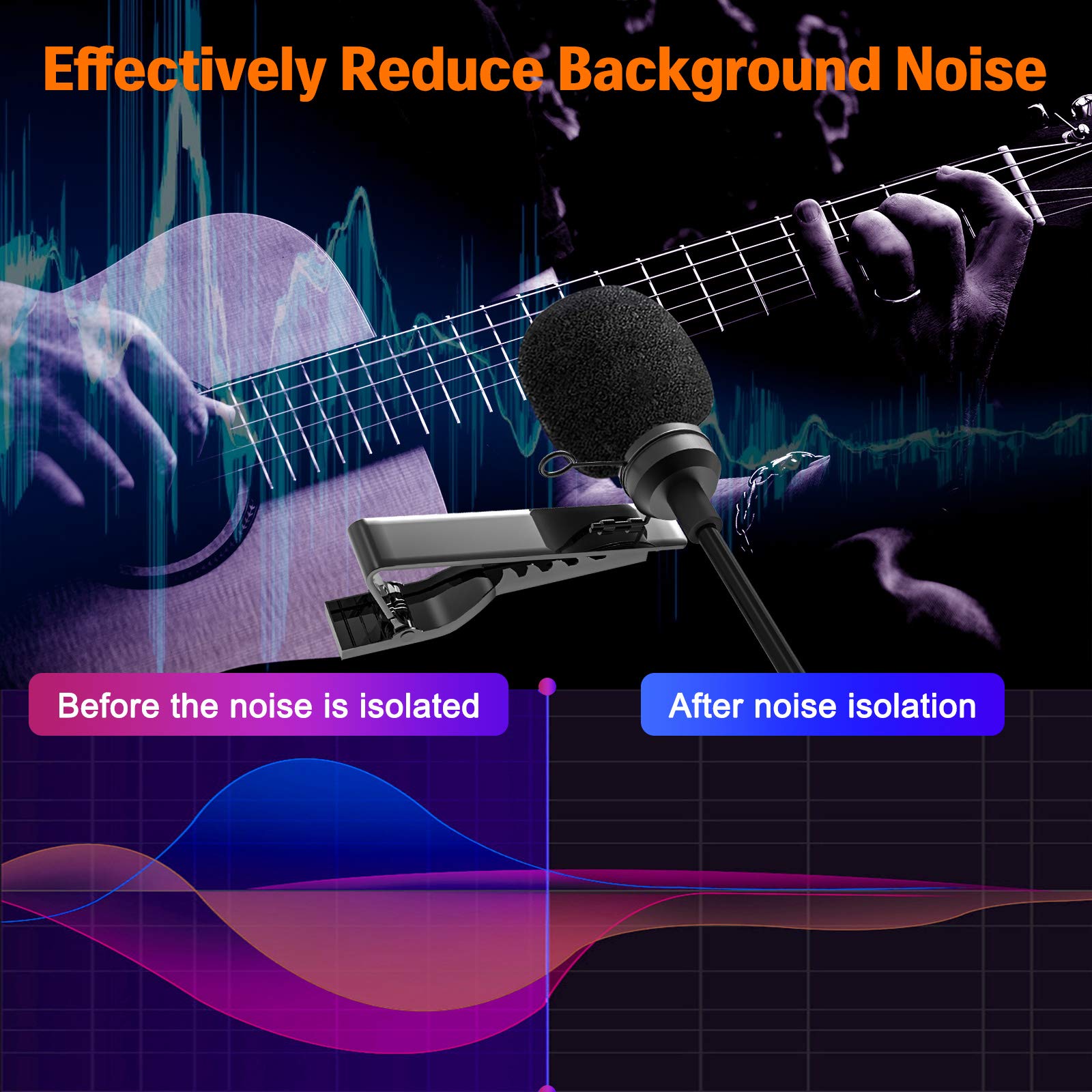 Tendak XLR Lavalier Microphone, Omnidirectional Lapel Mic, Phantom Power with Metal Lapel Clip and Windscreen Accessories Compatible with Canon Sony Panasonic Camcorders for Interview YouTube