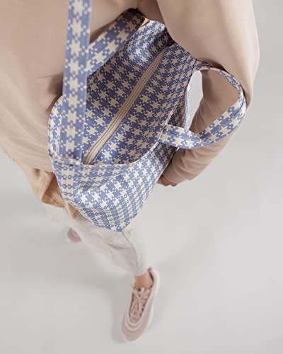 Horizontal Zip Duck Bag - Blue Pixel Gingham