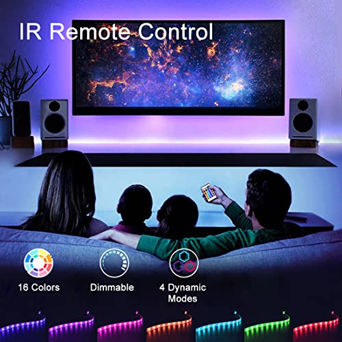 ONSTUY LED Strip Lights 6.56ft for 40-60in TV, USB LED TV Backlight Kit with Remote,RGB Color Changing - 16 Color 5050 LEDs Bias Lighting for HDTV