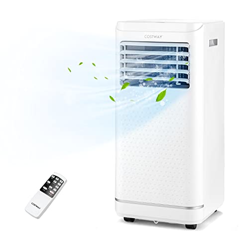 COSTWAY 10000 BTU Portable Air Conditioner, Personal AC Unit with Dehumidifier & Fan Mode, Sleep Mode, 24H Timer, LED Display, Child Lock, Remote Control, Cool Rooms up to 350 Sq.Ft (10000BTU)
