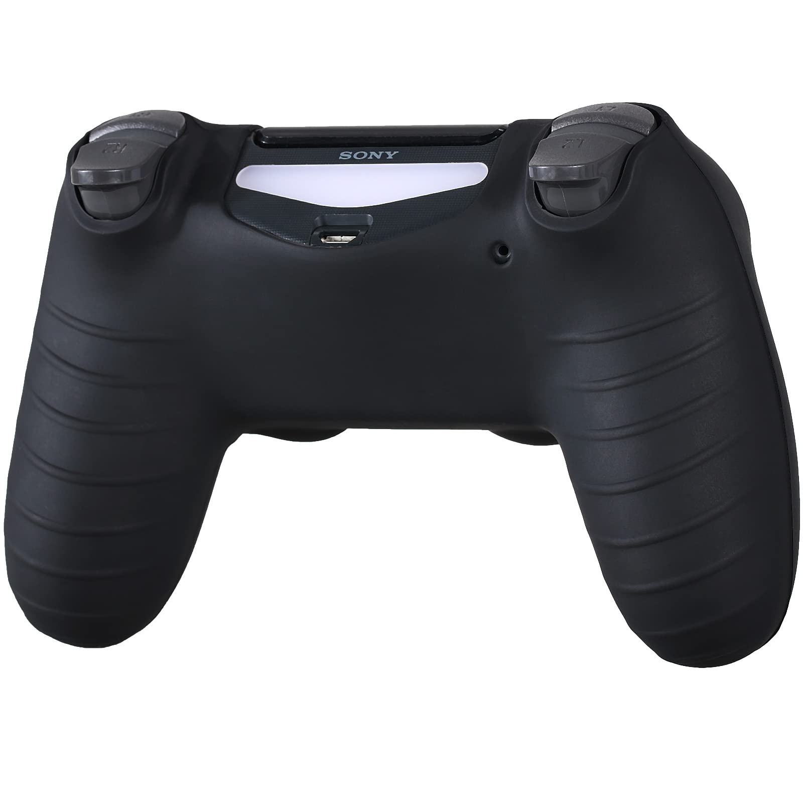YoRHa Laser Carving Silicone Skin for PS4 Controller x 1(Skulls White) with Exclusive Thumb Grips x 8