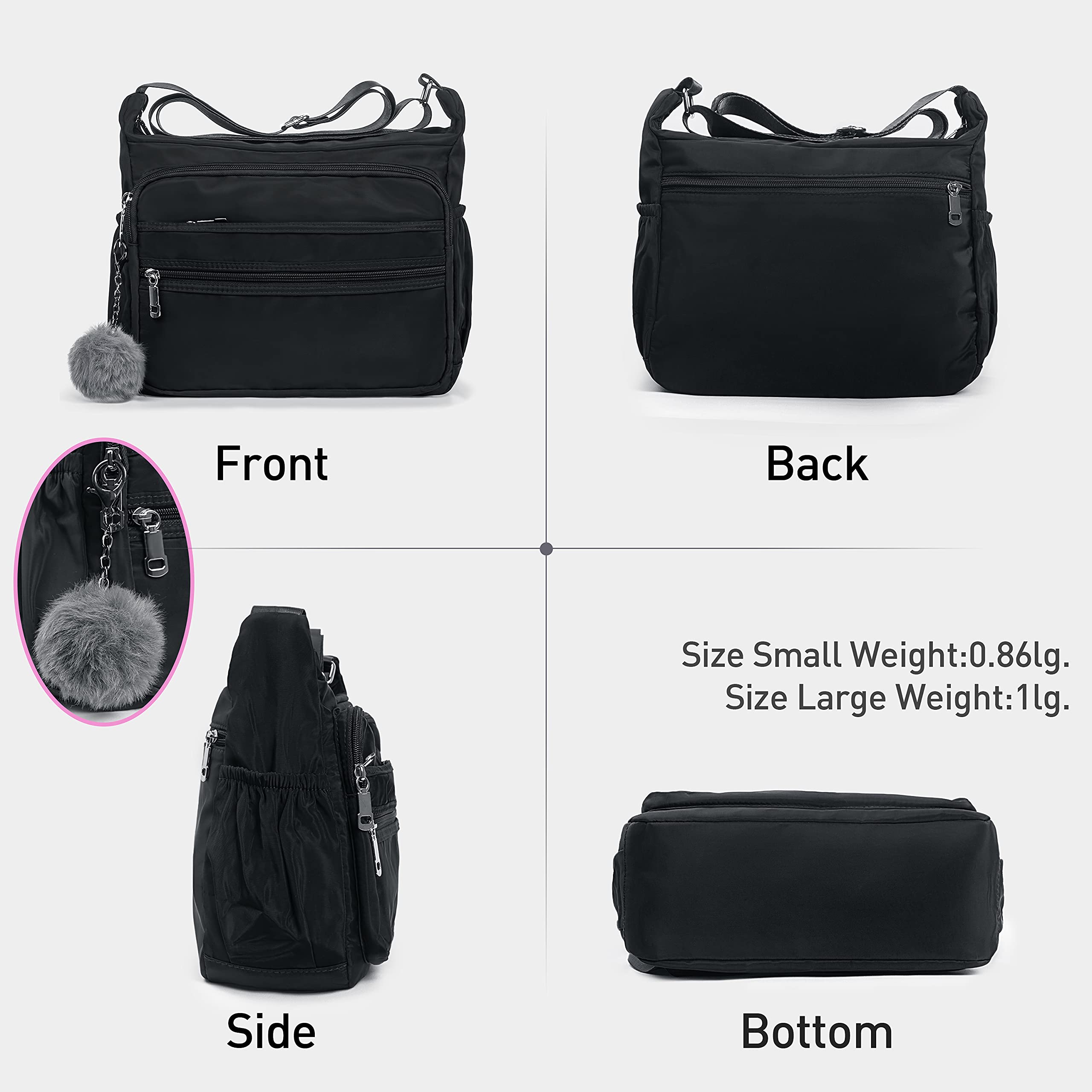 RFID Anti Thief Women's Shoulder Bags Casual Handbag Travel Bag Messenger Cross Body Nylon Bags 丨Two Sizes & 5 Colors