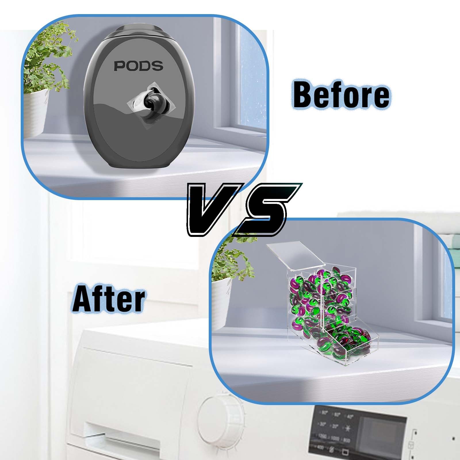 Gnjoyxuan Laundry Pods Container, Acrylic Candy Dispenser with 2 Lid, Dishwasher Pod Holder, Laundry Organization for Laundry Room, Home, kitchen, Office Used- Stand or Wall Mount