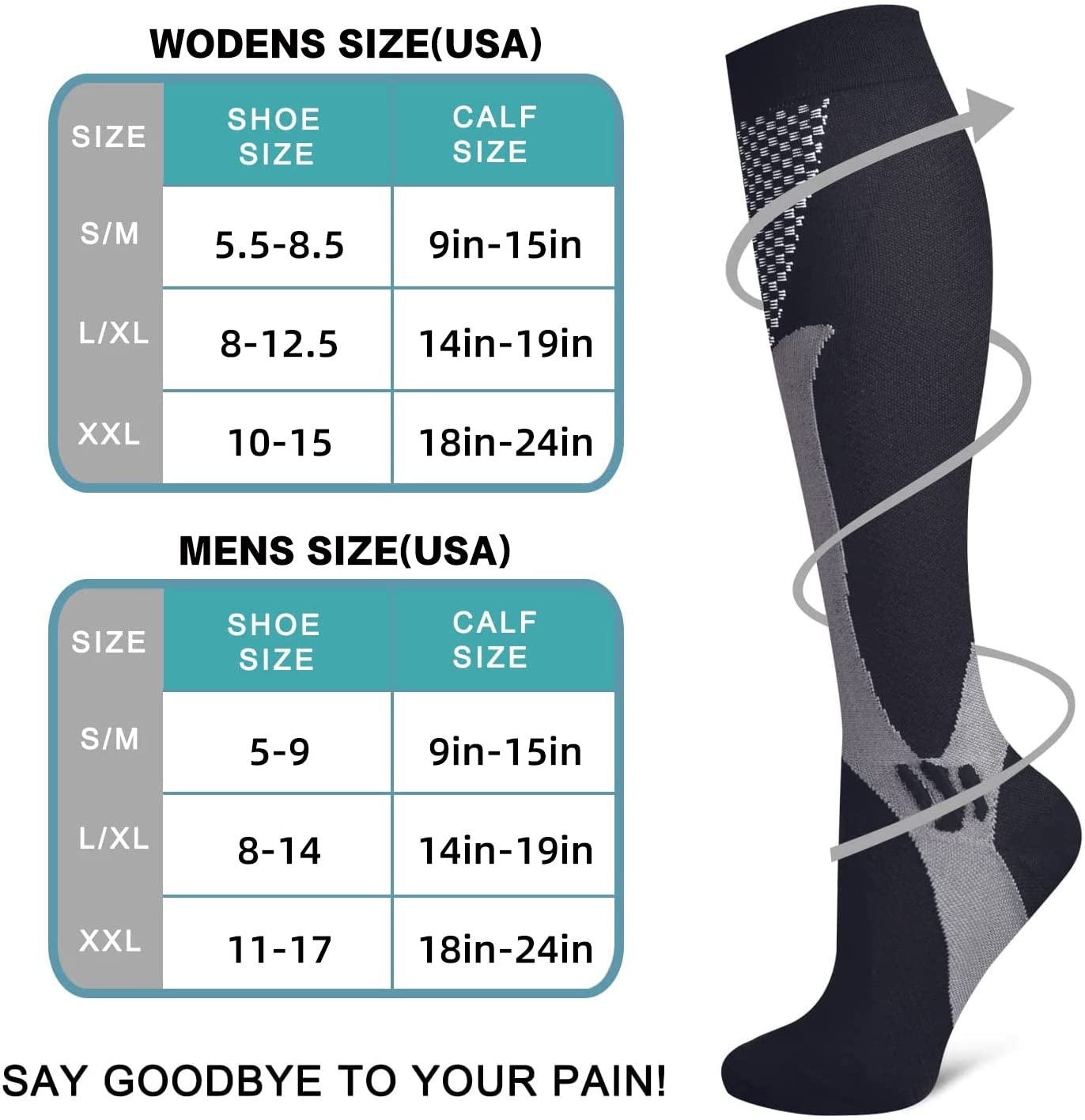 Blahhey 3 Pairs Compression Socks for Women & Men 15-25 mmHg Comfortable Fit Athletic Knee High Compression Socks for Nurses Sport Running Travel (L/XL)