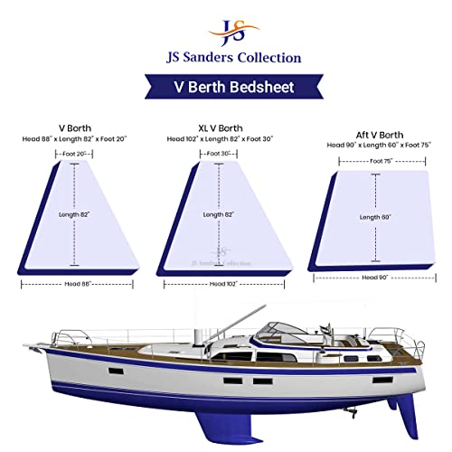 JS Sanders Collection 100% Egyptian Cotton Universal XL-V Berth The Best Boat XL-V Berth Bedding Fits mattresses up to 8β Depth Sheet Set - 1000 Thread Count Navy Blue