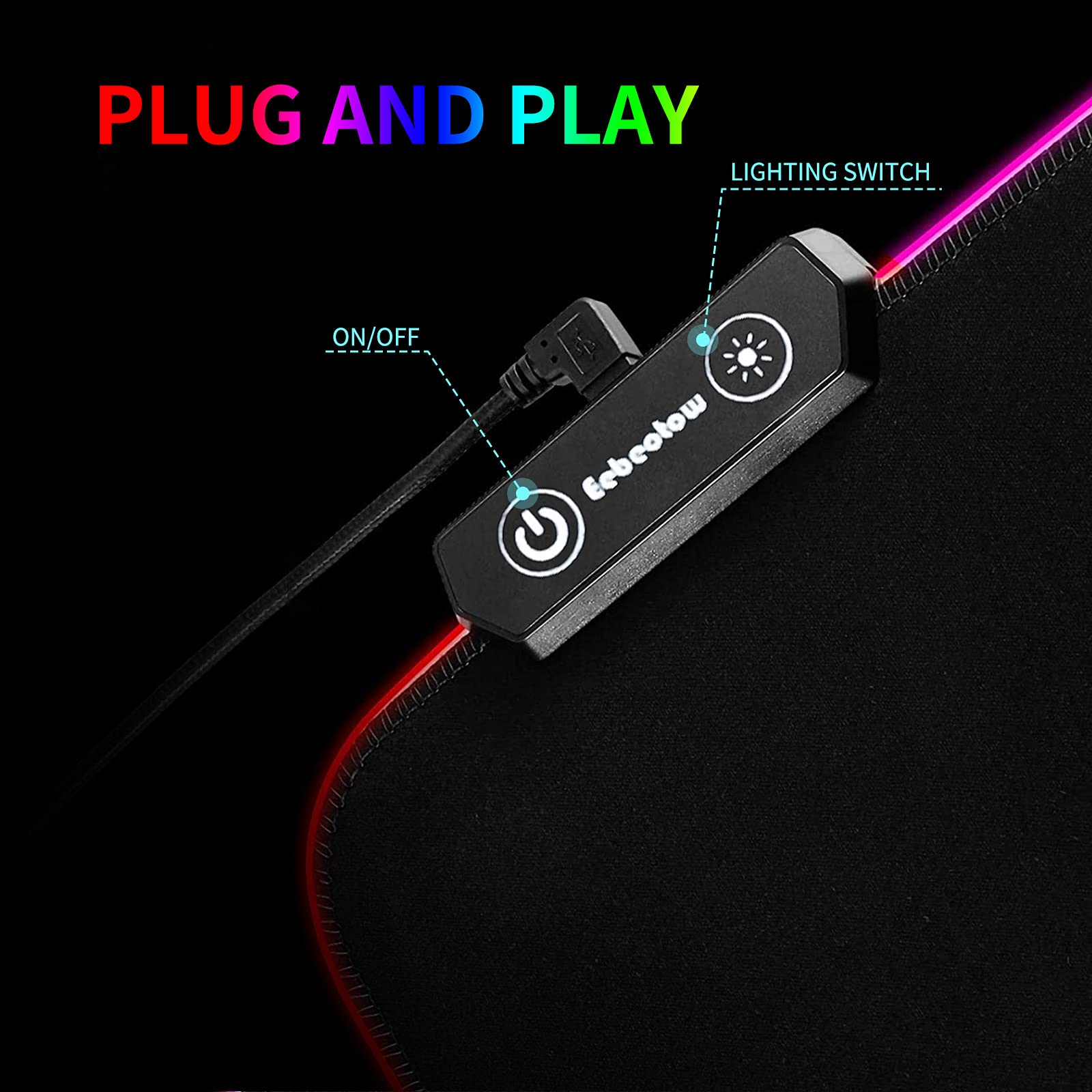 RGB Gaming Mouse Pad, Extended Large Mouse Pad with 14 Lighting Modes, Waterproof and Non-Slip Rubber Base Keyboard Mat Soft Gaming Pad Size 31.5X12 in