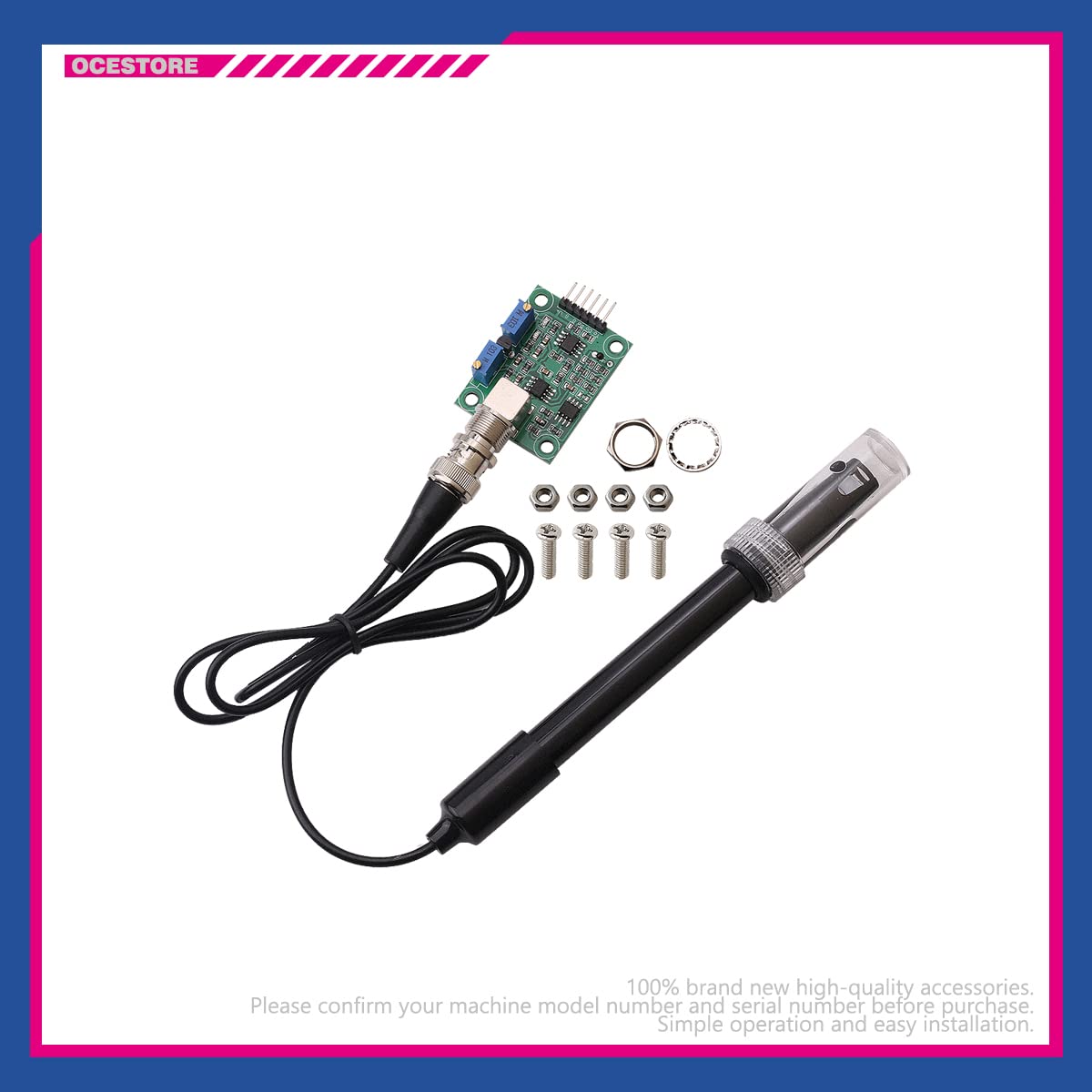 OCESTORE PH Value Detect Sensor Module PH0-14 + PH Electrode Probe BNC for Arduino PH Value Detect Sensor