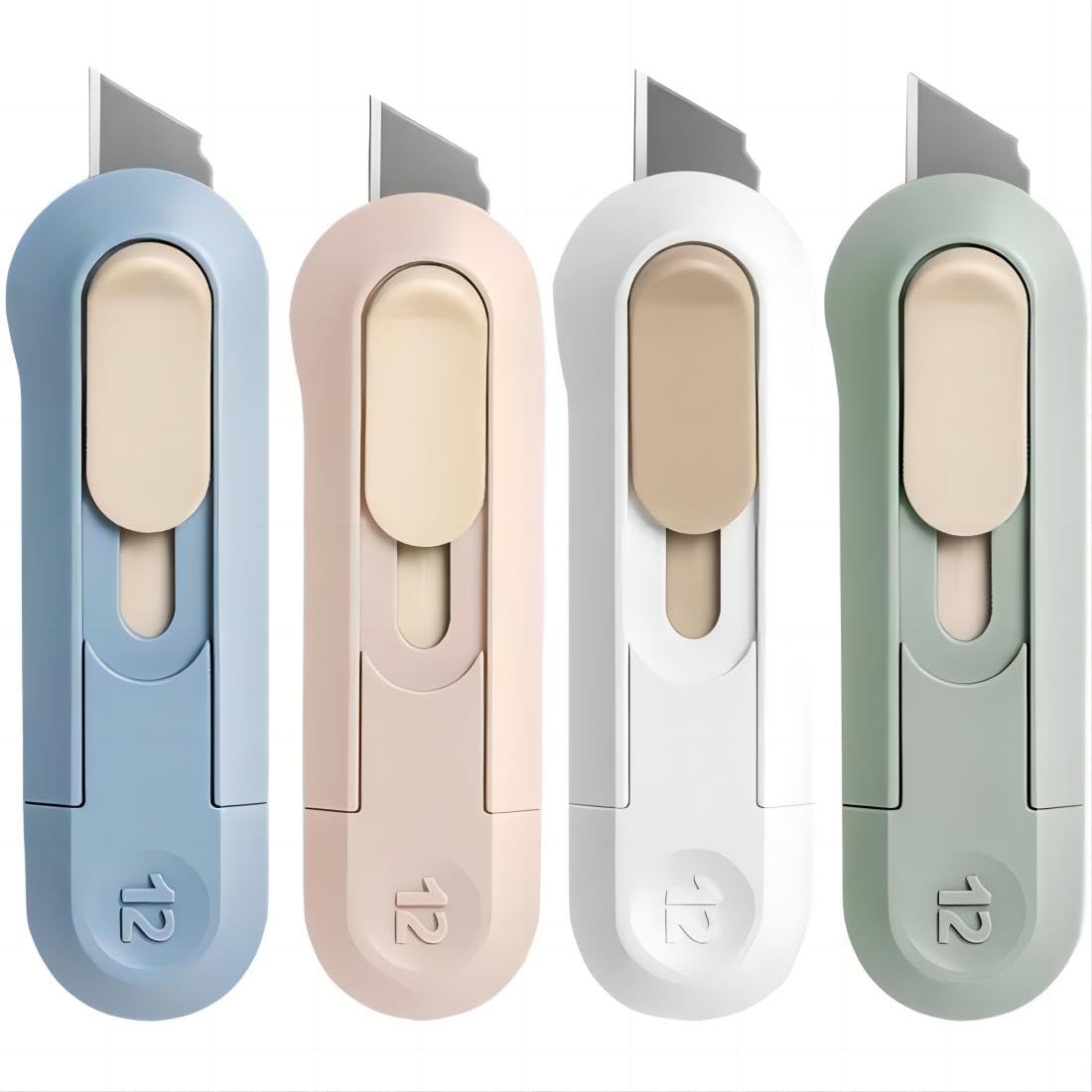 Generic 4pcs Utility Knife ,SK5 Retractable Blade Duty Box Cutter Letter Opener, Razor Sharp Cartons Cardboard Cutter Knife Perfect for Paper, Sewing, Craft, Home and Office, Blue,green,pink,white