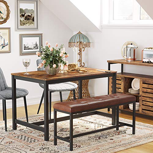 VASAGLE 47 Inches Dining Room Table for 4, Industrial Style with Heavy Duty Metal Frame, 47.2 x 29.5 x 29.5 Inches, Brown