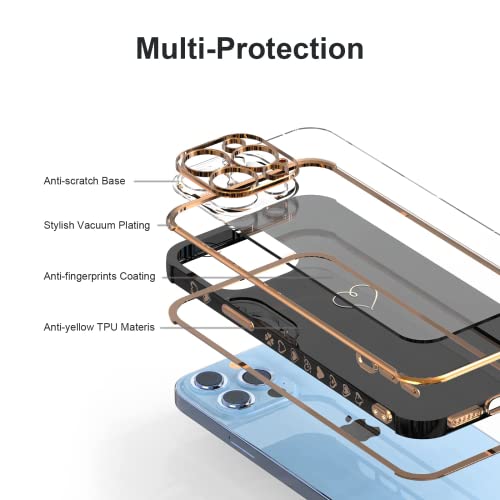 Oqiseven Designed for iPhone 13 Pro Max Case for Women, Luxury Soft TPU Shockproof Protective Phone Case [Military Drop Protection] Cute Cover Slim Thin 6.7 inch, Black