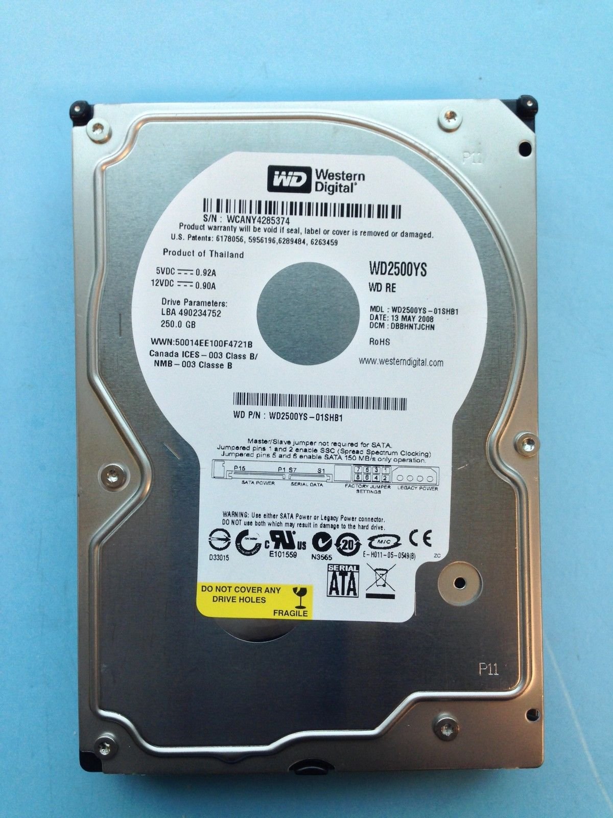 WD2500YS-18SHB2 Western Digital 250gb 7200rpm Sata Sata 11 16mb Cache