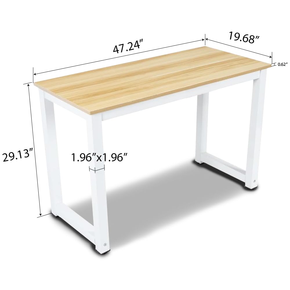 CROSSDESIGN Computer Desk Wood Office Table, Modern PC Laptop Notebook Study Writing Table for Home Office Workstation (47.2'' Oak Color)