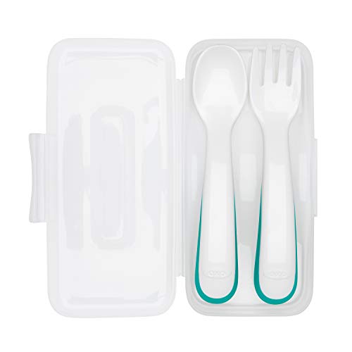 OXO Tot On The Go Fork & Spoon Training Set with Travel Case - Teal