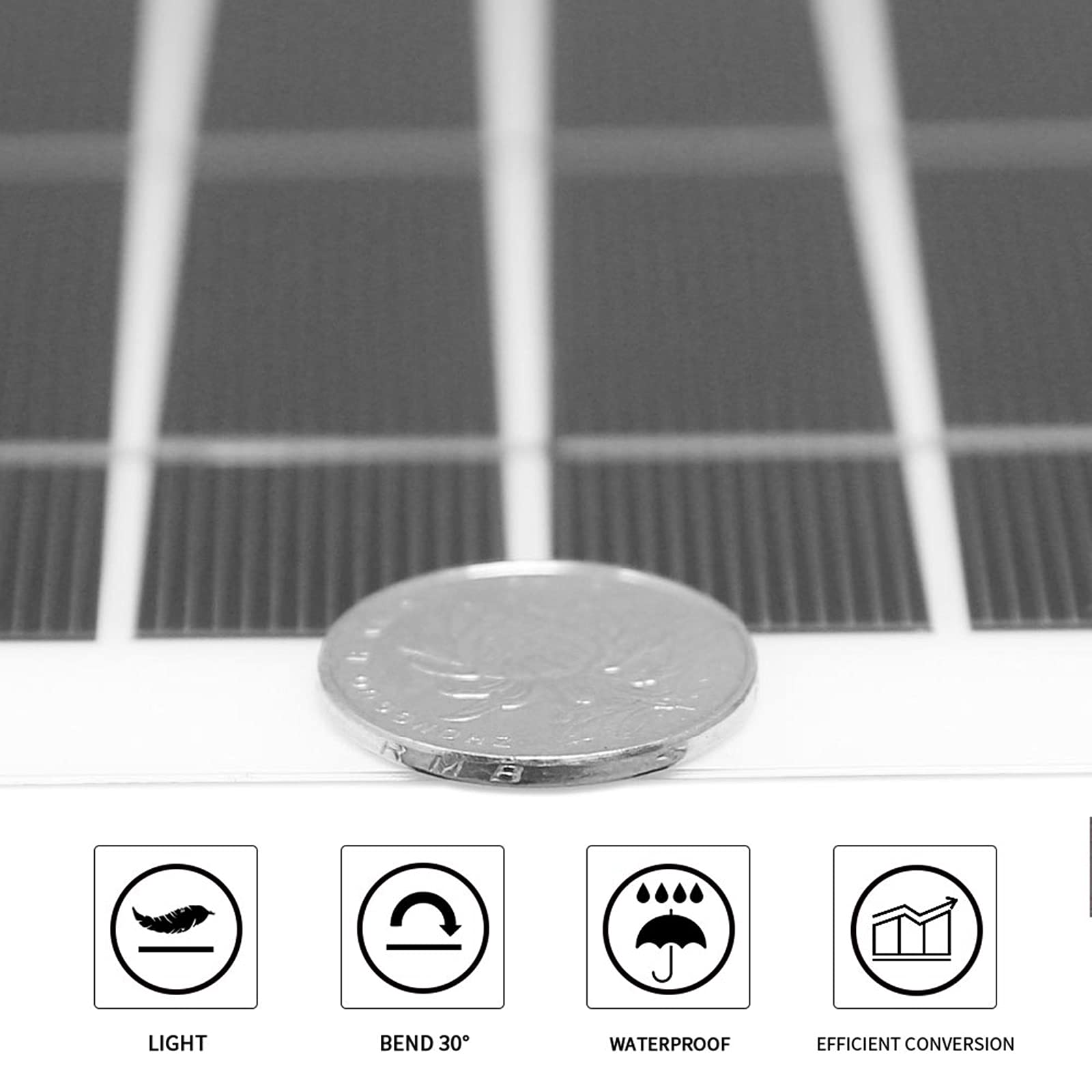 DSJ 12V 100W Monocrystalline Flexible Solar Panel - Solar Power System Kit with Charge Controller for Outdoors Travel Camping