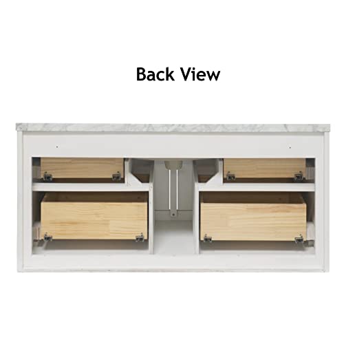 Kitchen Bath Collection Helsinki 48-inch Floating Bathroom Vanity (Carrara/White): Includes White Cabinet with Carrara Countertop and White Ceramic Sink