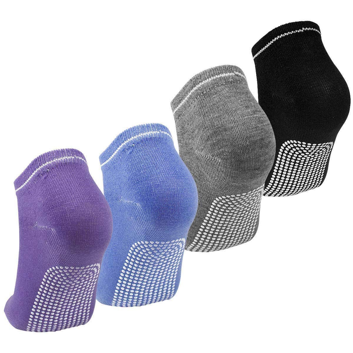 BTOP 4 Pairs Yoga Socks Non Slip Pilates Massage womens Socks with Grip Exercise Gym 4 Color