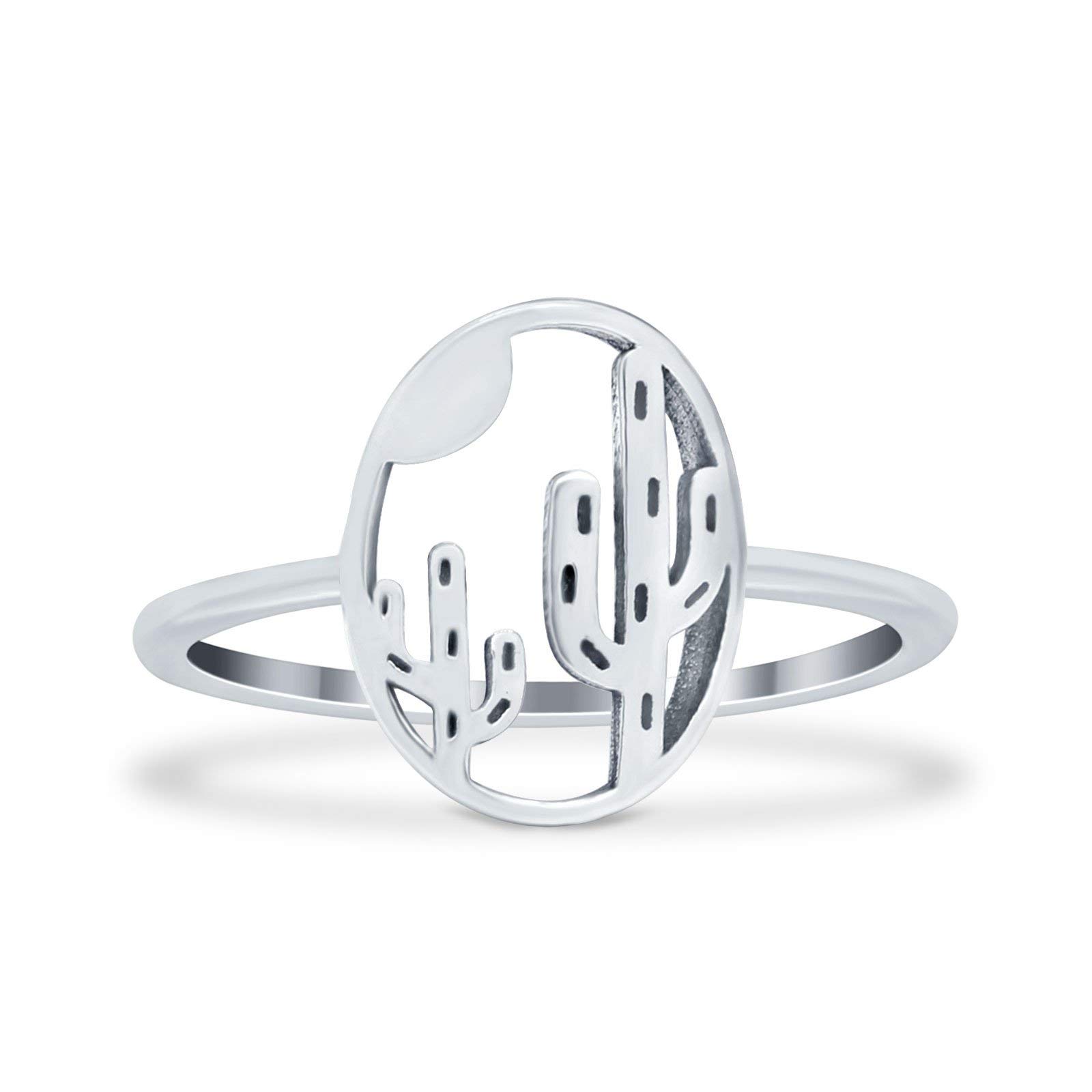 Blue Apple Co. Sterling Silver Size-6 Cactus Ring Band Round 925 Sterling Silver