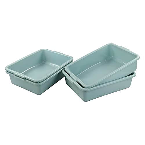 Xyskin 4 Packs Plastic Rectangle Utility Bus Box, Commercial Totes Tubs, 13 L
