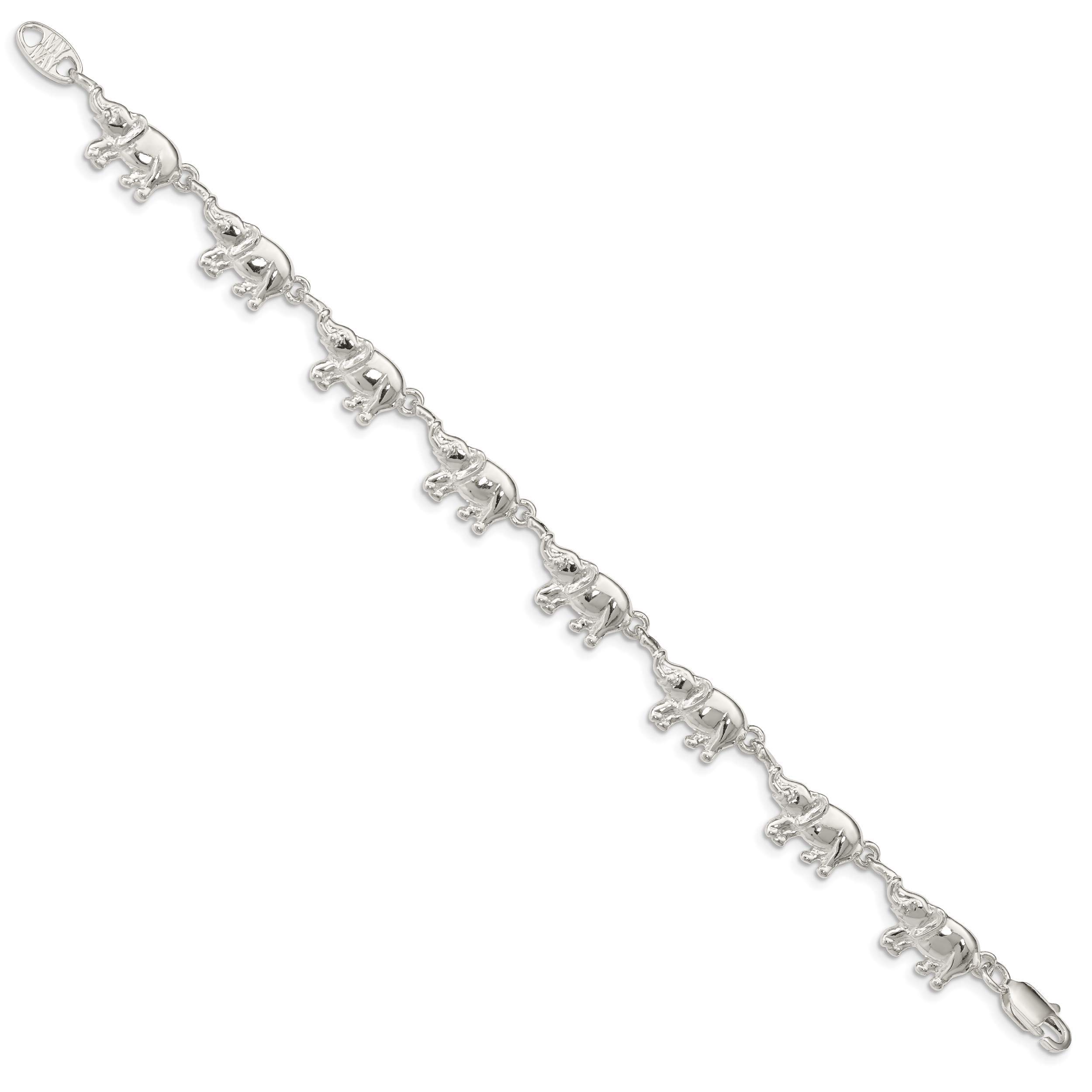 Brilliant Bijou Sterling Silver Elephants Bracelet