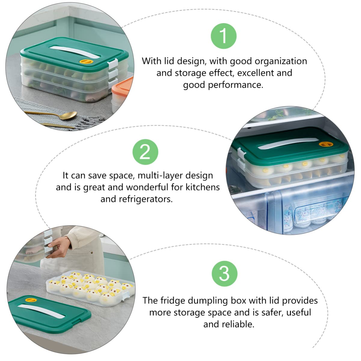 DOITOOL Refrigerator Drawer Organizer Refrigerator Food Storage Box Box Crisper Plastic Ravioli Plate Dumpling Organizer Box Fridge Egg Organizer
