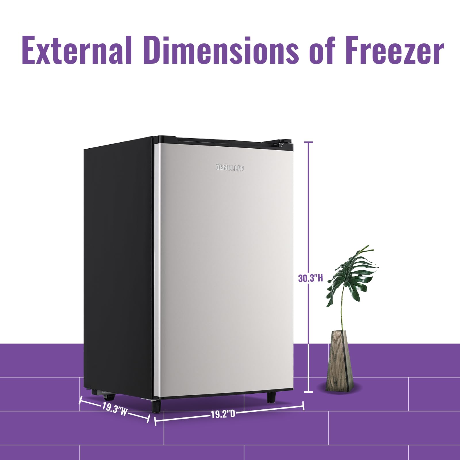 Demuller Upright Freezer Single Front Door Freezer Compact Upright Freezer with 7-speed Temperature Control for Home Kitchen Office Apartment Silver