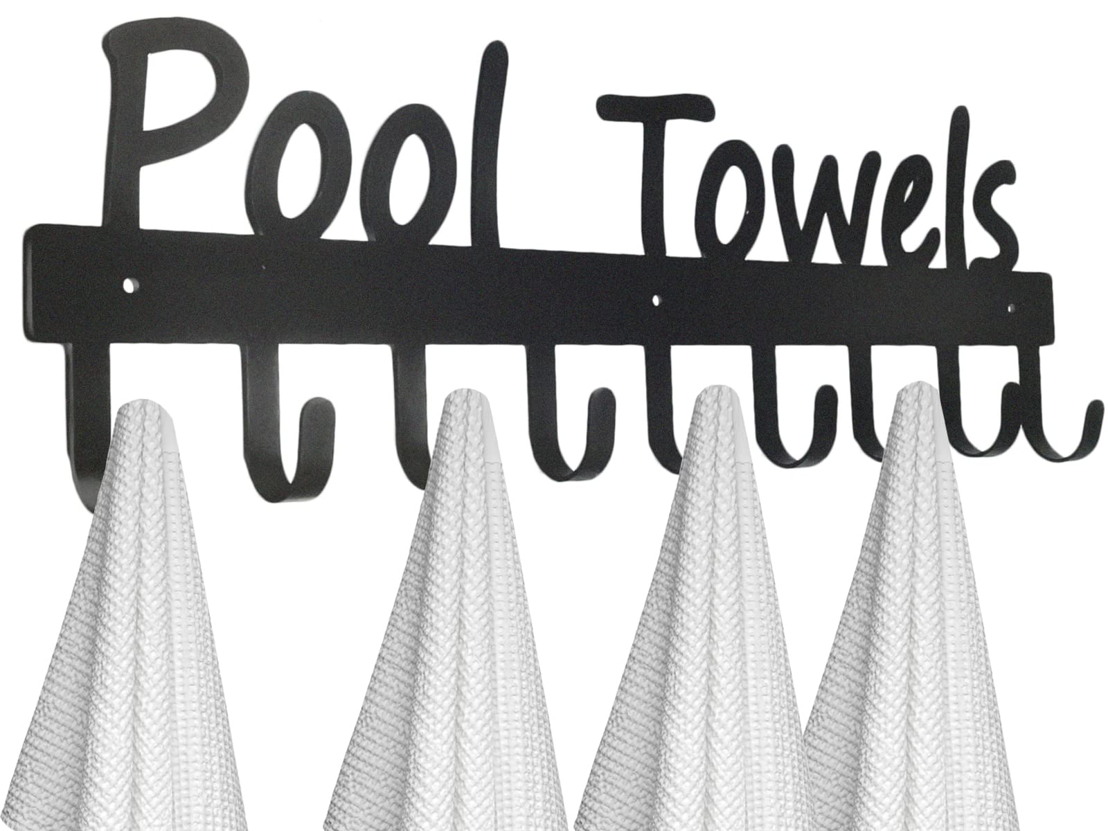 GreatMH Black Pool Towel Rack Outdoor Towel Rack for Pool Towel Hooks Towel Hanger for Bathrobes Clothes 9 Hooks (Black Hot Tub)