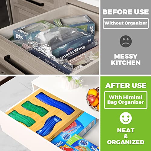 Kitchen Drawer Organizer for Ziplock Bags - Baggie Holder for Snacks & Sandwiches - Fits Gallon, Quart & Slider Bags - 4 Slots for Easy Storage & Organization