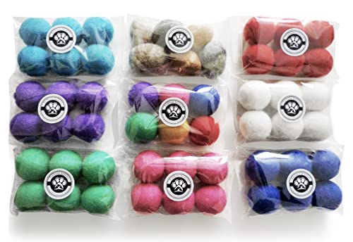 Earthtone Solutions Wool Cat Toys - Felt Cat Toy Balls for Small Pets Fetch and Play - Eco Friendly Quiet Wool Ball Cat Toy for Cats and Kittens - Choose Your Colors