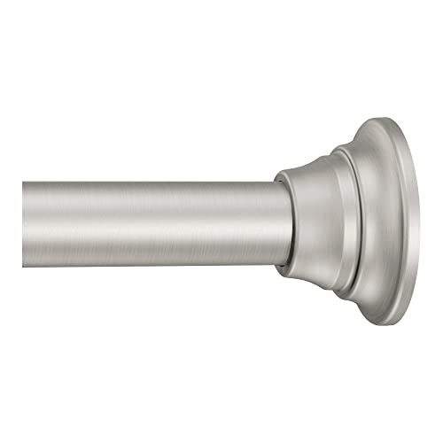 Moen Y1394BN Wellton Bath Accessory Collection, Brushed Nickel & Brushed Nickel Adjustable 44-72-Inch Tension Mounted Straight Shower Curtain Rod for Bathroom, TR1000BN