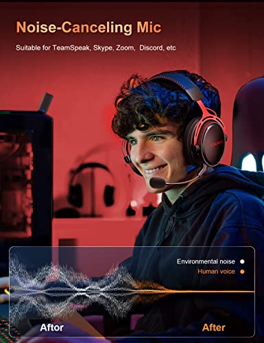 DEEBOX Gaming Headsets for PS5 PS4 Xbox Switch, Noise Cancelling Over Ear Headphones with Mic, Bass Surround, Soft Memory Earmuffs for Laptop PC Mac