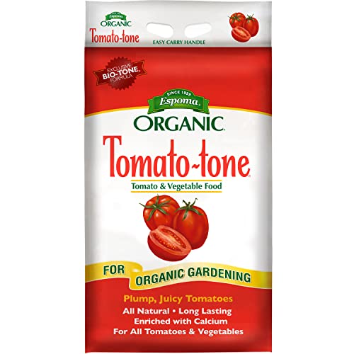 Espoma Organic Tomato-tone 3-4-6 with 8% Calcium. Organic Fertilizer for all types of Tomatoes and vegetables. Promotes flower and fruit production. 18 lb. Bag