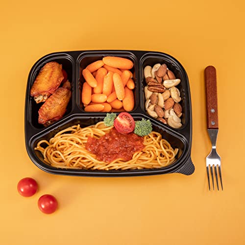 OTOR Meal Prep Containers 34oz Bento Boxes 4 Compartments with Clear Airtight Lids Food Storage lunch box Stackable Travel Containers 15 Sets BPA Free Dishwasher,Microwave,Freezer Safe