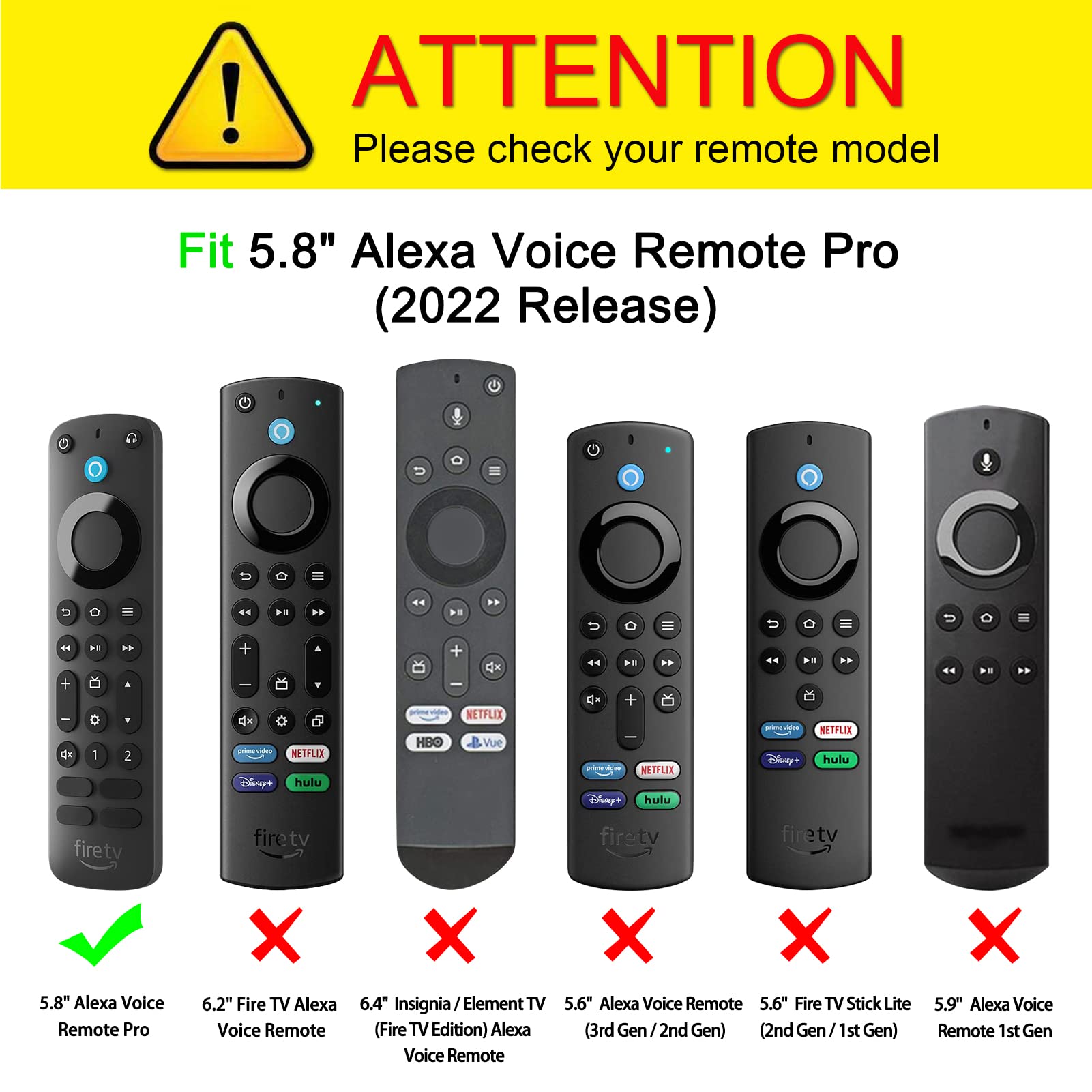 CaseBot Remote Case for Alexa Voice Remote Pro (2022 Release) - Honey Comb Lightweight Anti-Slip Shockproof Silicone Protective Remote Controller Cover, Black