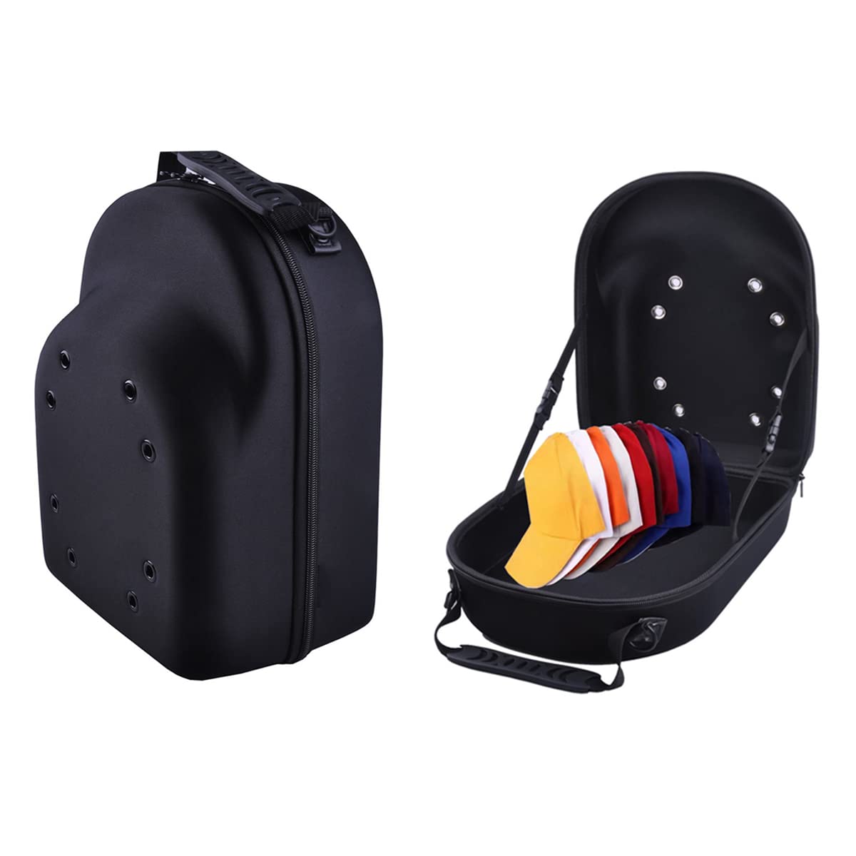 Sanseenia Hat Case for Travel, Hat Storage for Baseball Caps, Caps Carrier with Carry Handle & Shoulder Strap, Baseball Cap Organizer Holder for 6 Hats, Perfect for Traveling and Home Storage