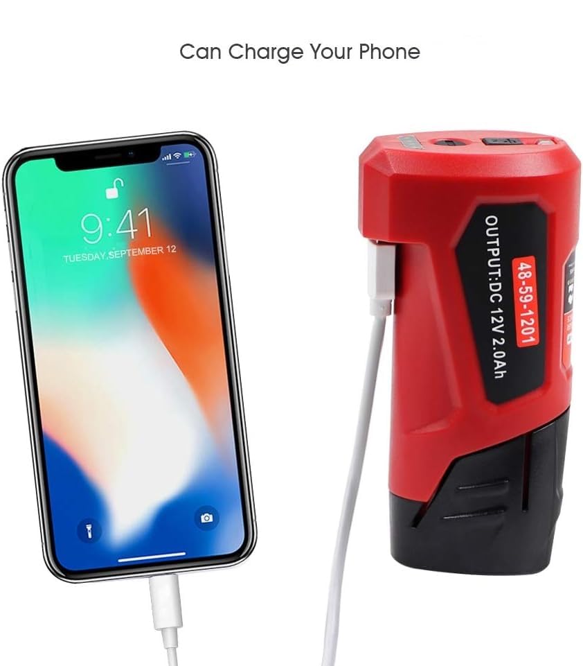 DSANKE USB Power Source for Milwaukee M12 48-59-1201 49-24-2310 USB Charging Adapter 10.8V/12V Heated Jacket Power Source Li-ion Battery Power Source