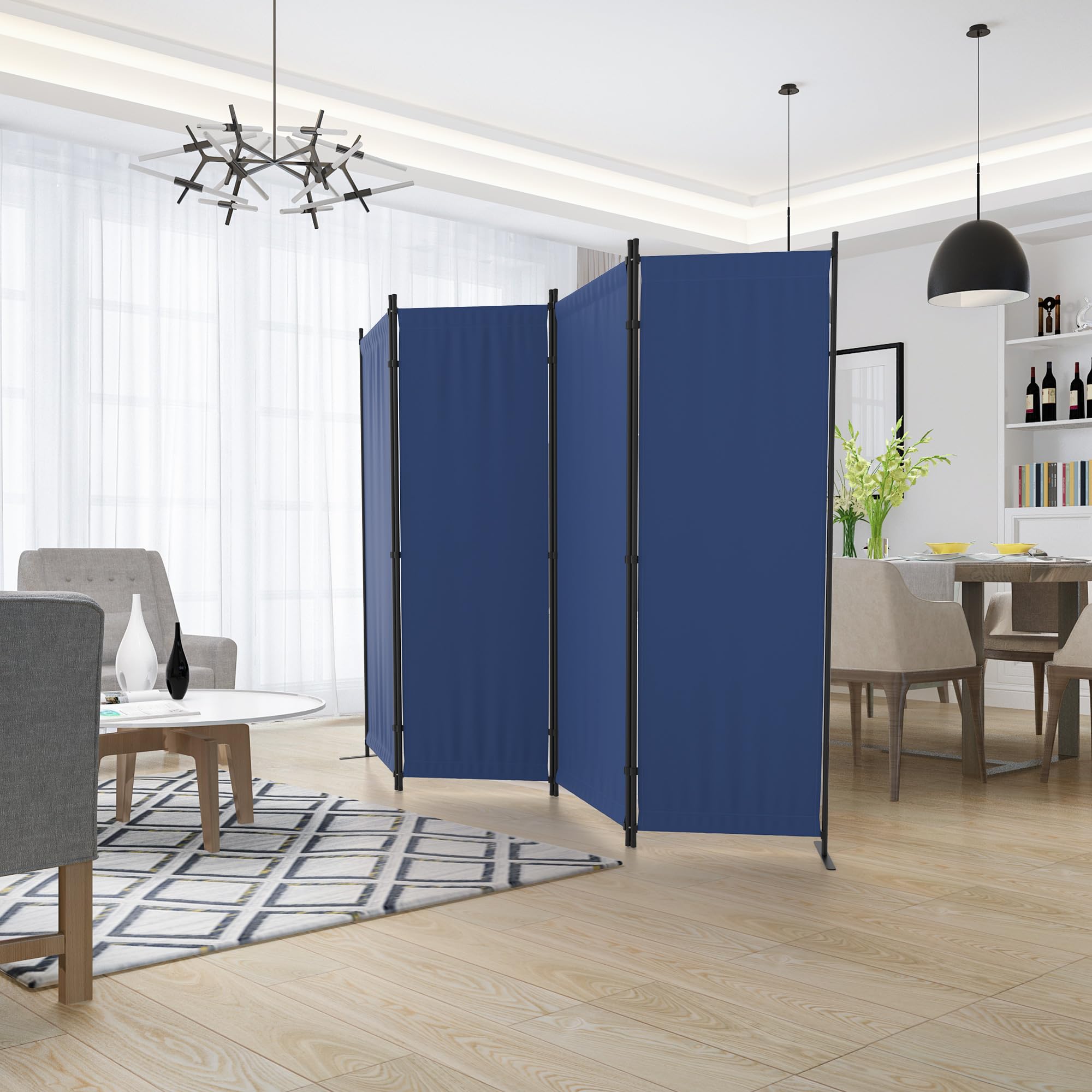 GOJOOASIS Room Dividers Folding Privacy Screens Wall Divider Screen Panels Room Screen Divider Indoor Portable Partition (Black, 4-Panel)