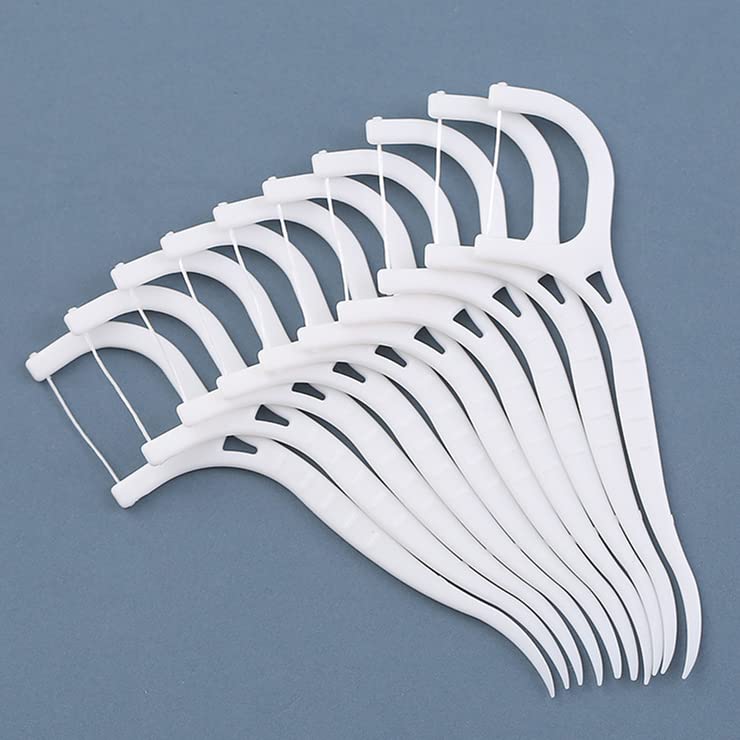 Dental Flosser Teeth Floss Picks - Elastic Floss Stick Tooth Flossing Pick with Toothpick Tail for Children Adults 50 Count