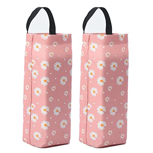 Plastic Bag Holder, KRGMNHR 2 Pack of Waterproof Wall Mount Grocery Bag Dispenser Garbage Bag Organizer Plastic Bag Holder and Dispenser (Pink)
