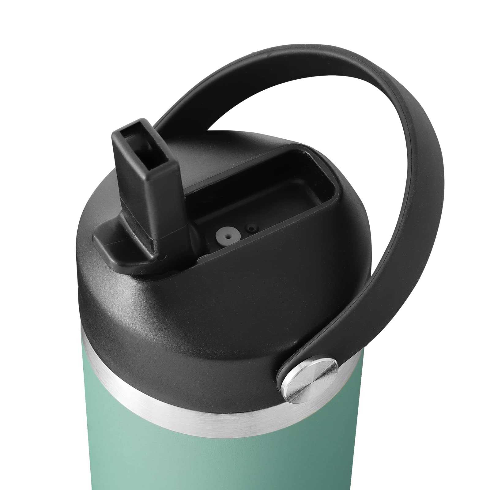 BOTTLAN 2Packs Straw Lid for Yeti Rambler Water Bottle 12 18 26 36 64 oz, Replacement Straw Cap for Yeti Rambler Bottle with Flexible Handle (Black+Black)