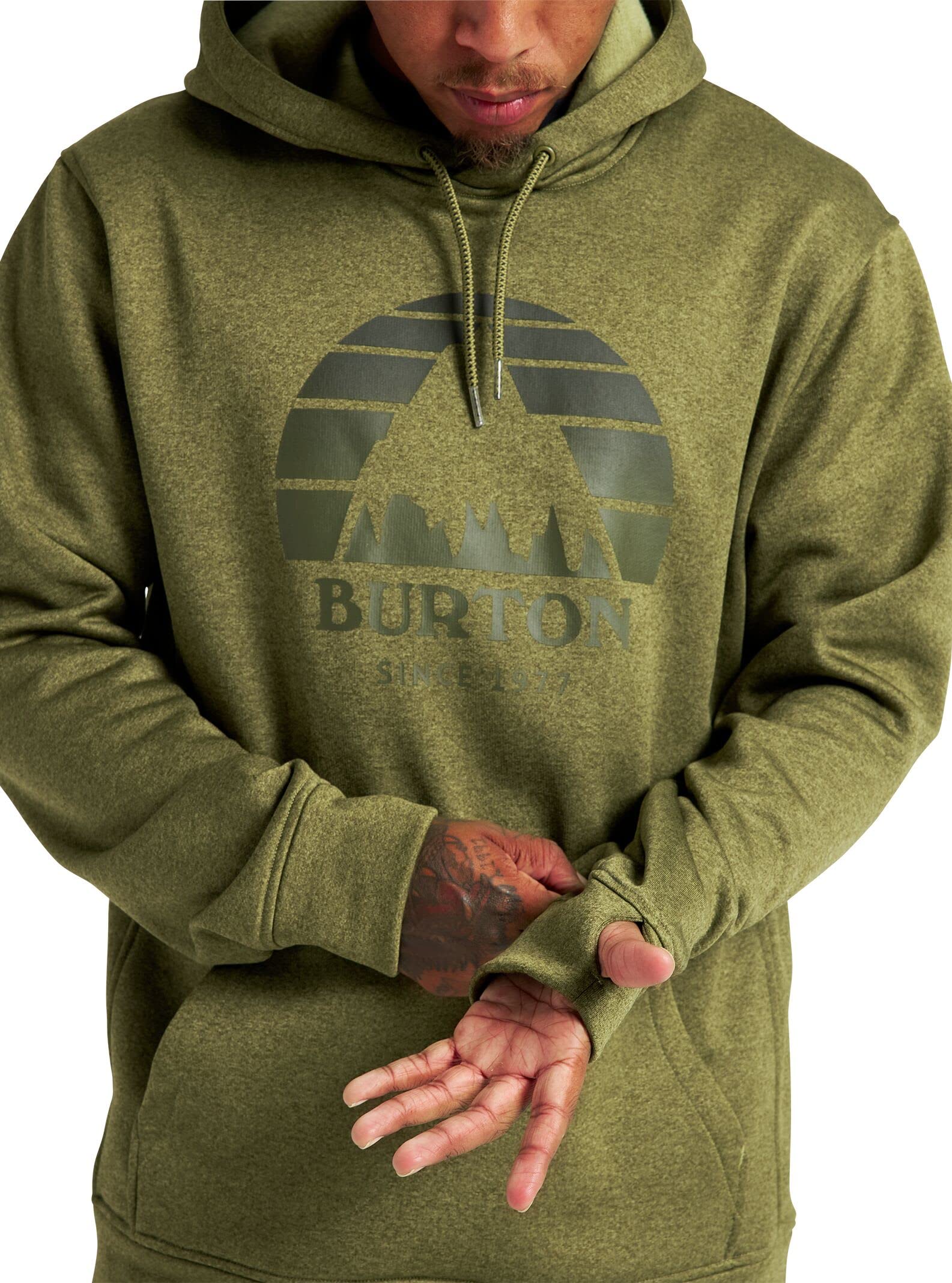 Burton Men's Standard Oak Seasonal Pullover Fleece, Martini Olive Heather, Large
