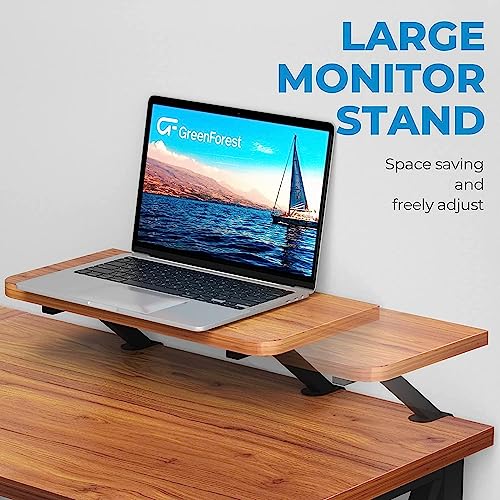 GreenForest L Shaped Desk with 2 Monitor Stand, 50.4 inch Reversible Corner Computer Desk for Home Office Study Gaming Workstation Crafting Table for Small Spaces, Easy Assembly, Walnut