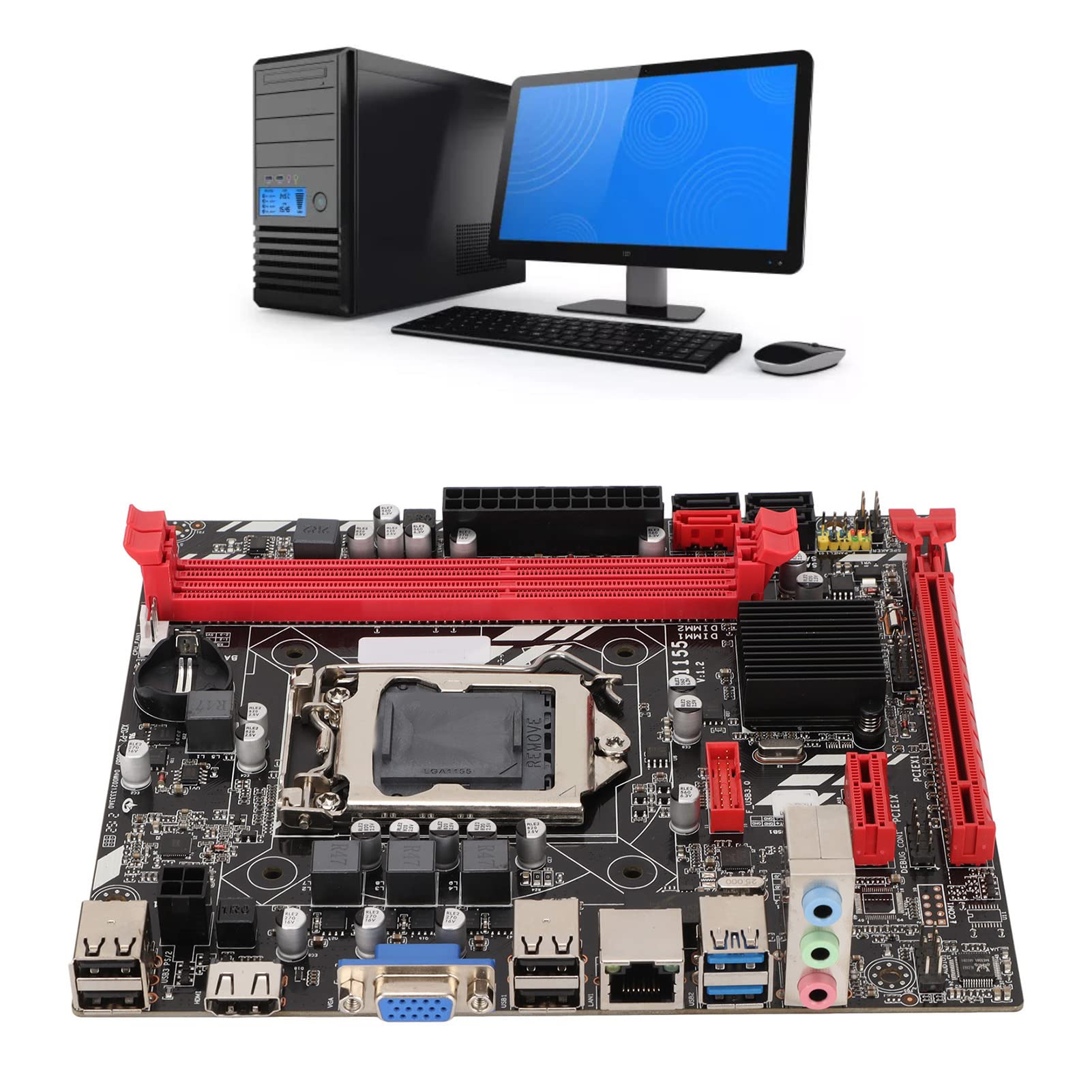 DDR3 Motherboard, Computer Motherboard Support 1155 Pins I3 I5 I7 Processor 2 DDR3 Interface, High Speed Network Stable Power Gaming Motherboardā¦