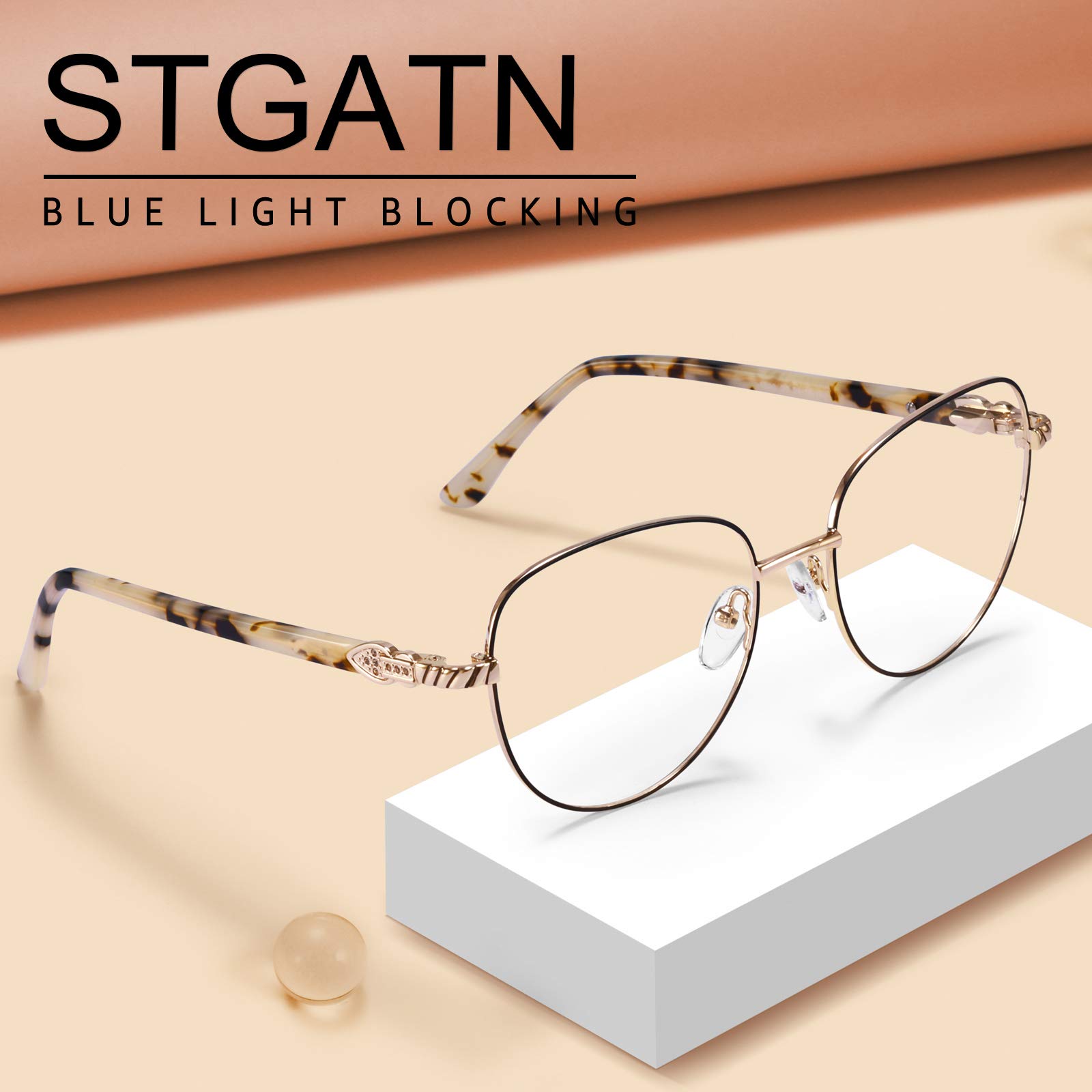 Blue Light Blocking Glasses Women,STGATN Vintage Cateye Computer Glasses Metal Eyeglasses Frame Anti Blue Ray Eyewear