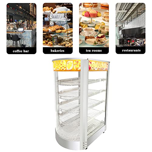 Countertop Food Warmer Display with Curved Glass Hot Display Case Commercial Heated Food Cabinet 5 Layers(14"(5 layer))