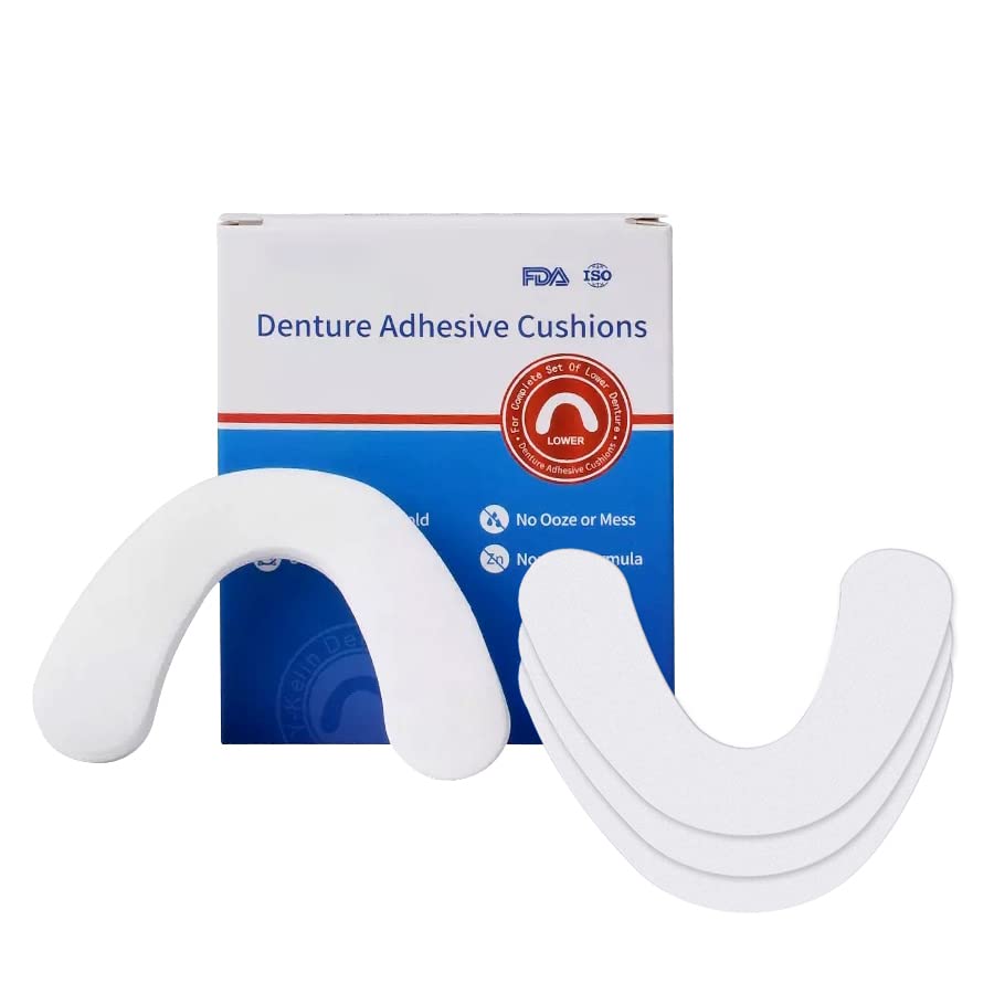 Denture Adhesive Cushion- Extra Strong Hold for Secure Hold and Food Seal 120 Pads(4 Pack) (Lower)